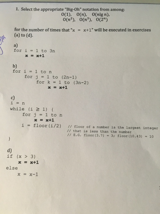 Solved Select the appropriate "Big-Oh" notation from among: | Chegg.com