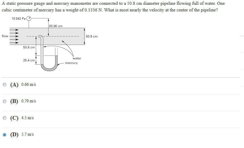 Solved A static pressure gauge and mercury manometer are | Chegg.com