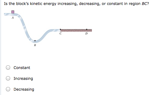 Solved In the figure, a block slides from A to C along a | Chegg.com