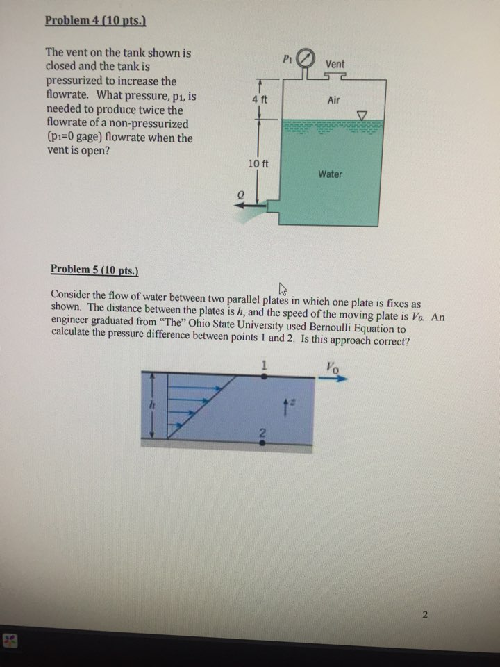 Solved 4/The vent on the tank shown is closed and the tank | Chegg.com