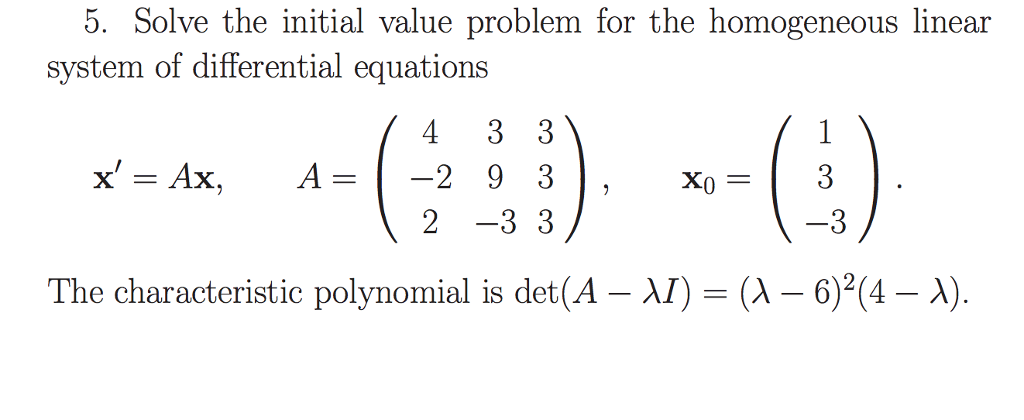 Solved 5. Solve the initial value problem for the | Chegg.com