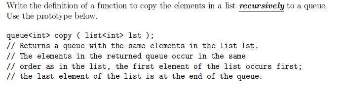 Solved Write the definition of a function to copy the | Chegg.com