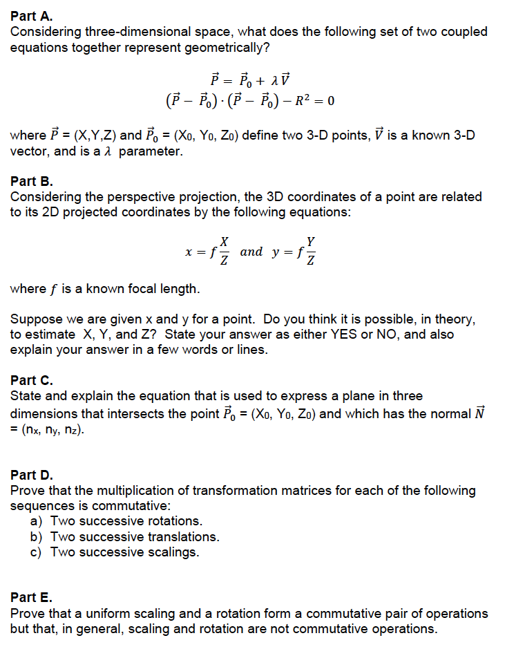Solved Considering three-dimensional space, what does the | Chegg.com