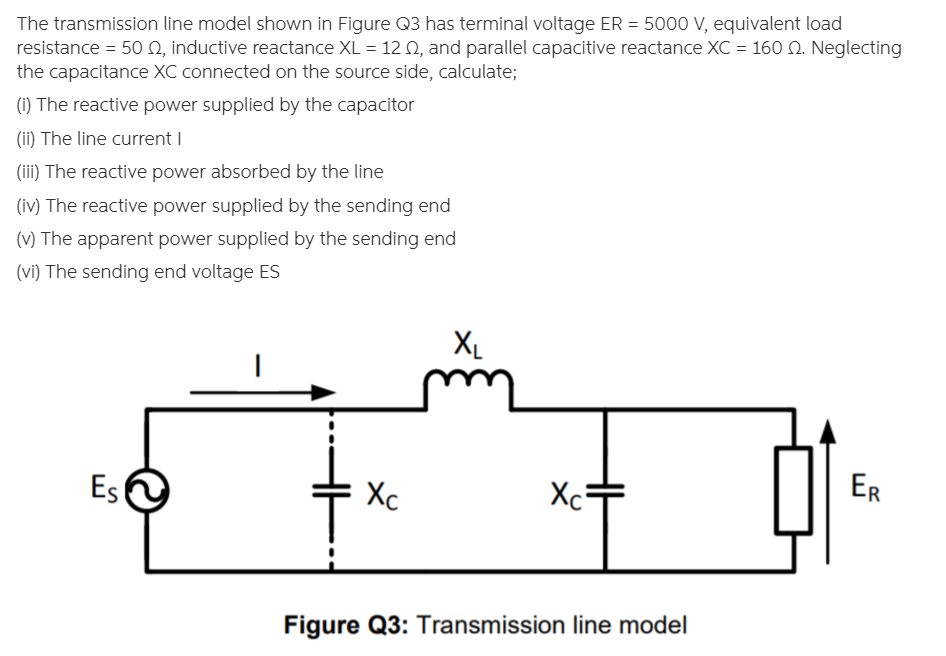 Solved The transmission line model shown In Figure Q3 has | Chegg.com