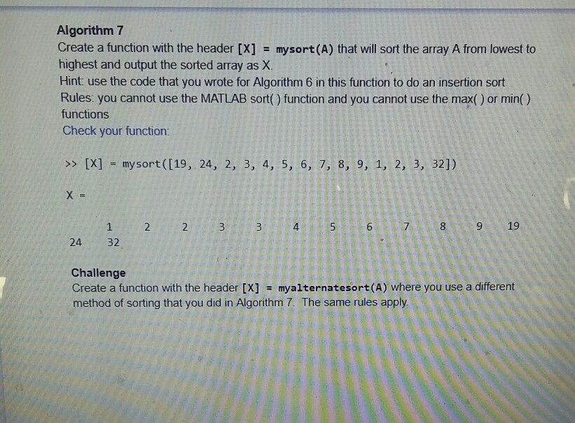 Solved Algorithm 1: Write a function with the header [x] | Chegg.com