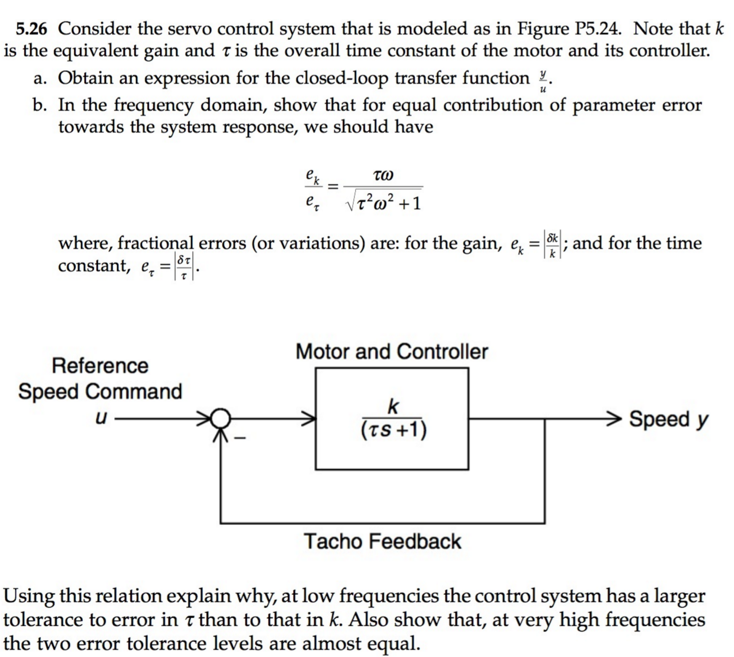 Solved Consider the servo control system is modeled as in | Chegg.com