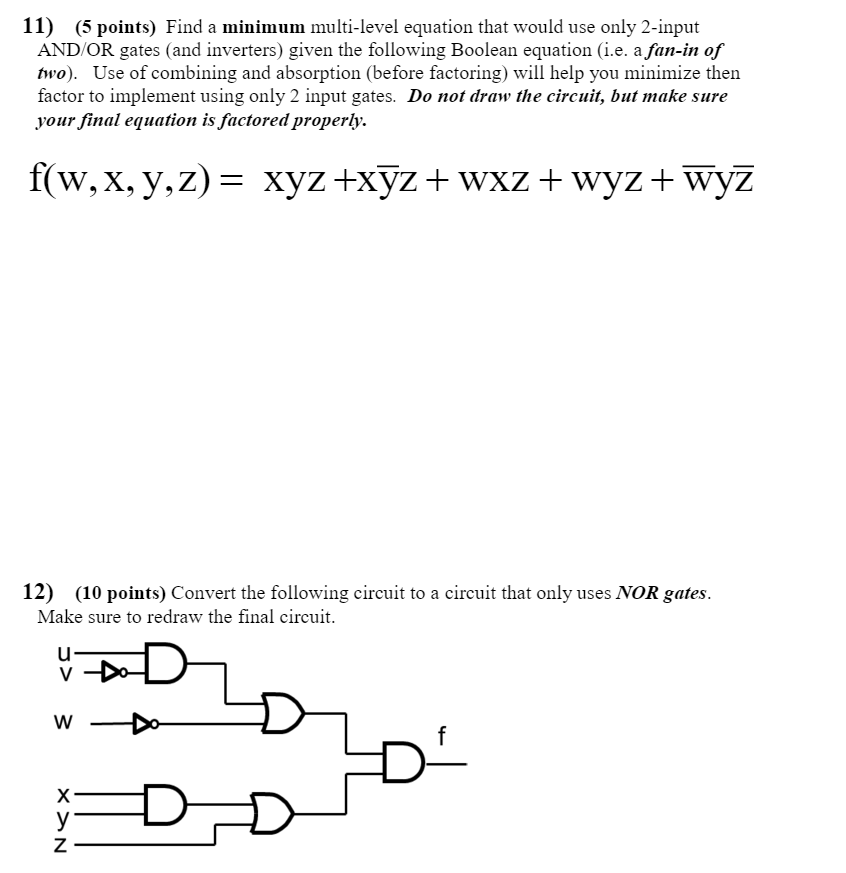 Solved Find a minimum multi-level equation that would use | Chegg.com