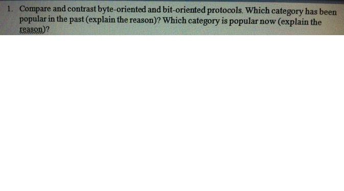 Solved Compare And Contrast Byte Oriented And Bit Oriented