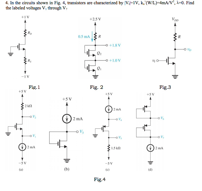 Solved In the circuits shown in Fig. 4, transistors are | Chegg.com
