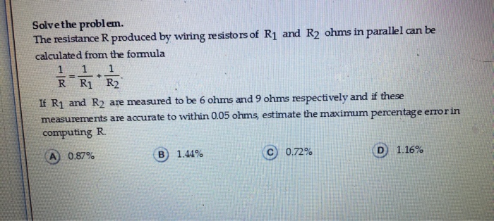 Solved The resistance R produced by wiring resistors of R_1 | Chegg.com