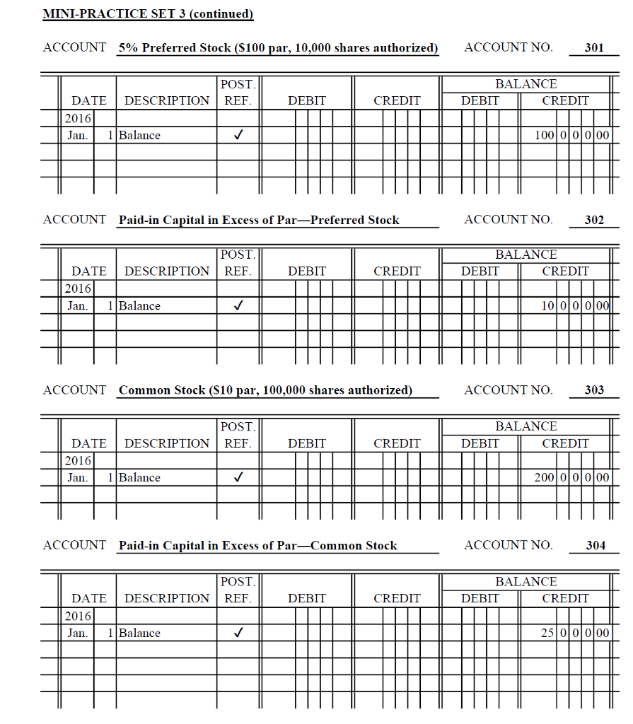 Mini-Practice Set 3 Corporation Accounting Cycle The | Chegg.com