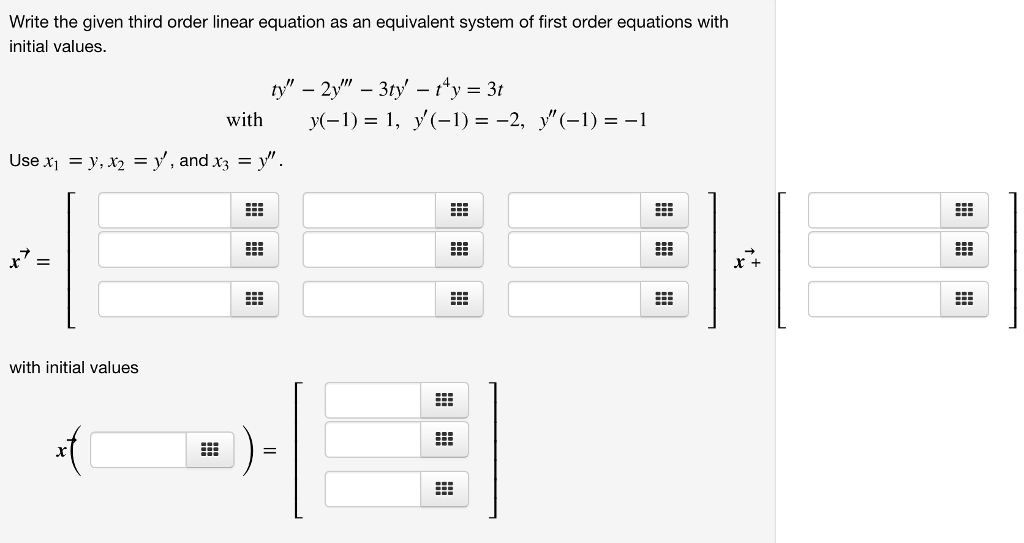 Solved Write the given third order linear equation as an | Chegg.com