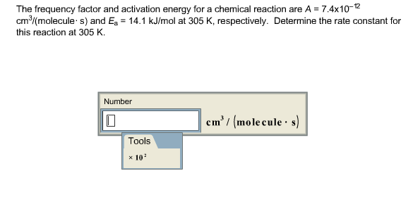 Solved The frequency factor and activation energy for a | Chegg.com