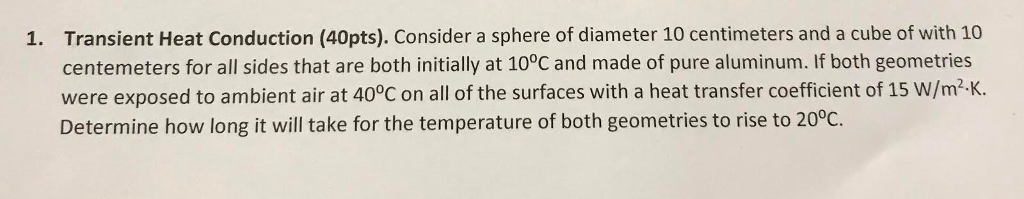 Solved Transient Heat Conduction. Consider a sphere of | Chegg.com