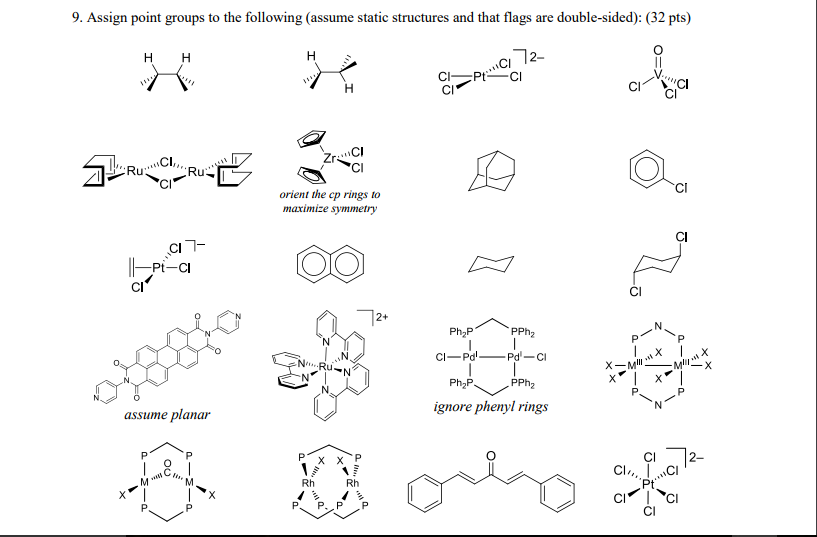 Solved 9. Assign point groups to the following (assume | Chegg.com