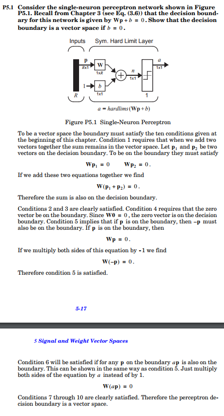 P5.1 Consider the single-neuron perceptron network | Chegg.com