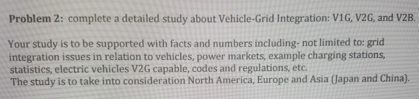 Solved Complete a detailed study about Vehicle-Grid | Chegg.com
