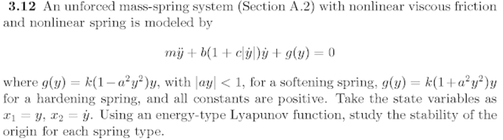 3.12 An unforced mass-spring system (Section A.2) | Chegg.com