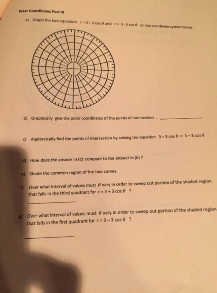 Solved Polar Coordinates Part III a) Graph the two equations | Chegg.com
