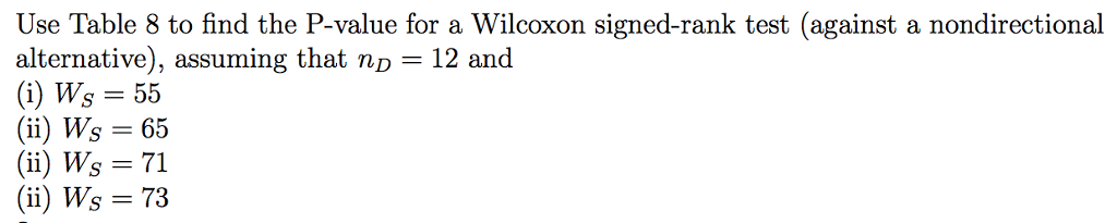 Solved Use Table 8 to find the P-value for a Wilcoxon | Chegg.com