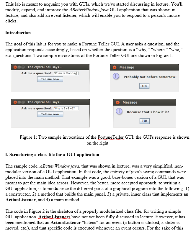 Solved This lab is meant to acquaint you with GUIs, which | Chegg.com