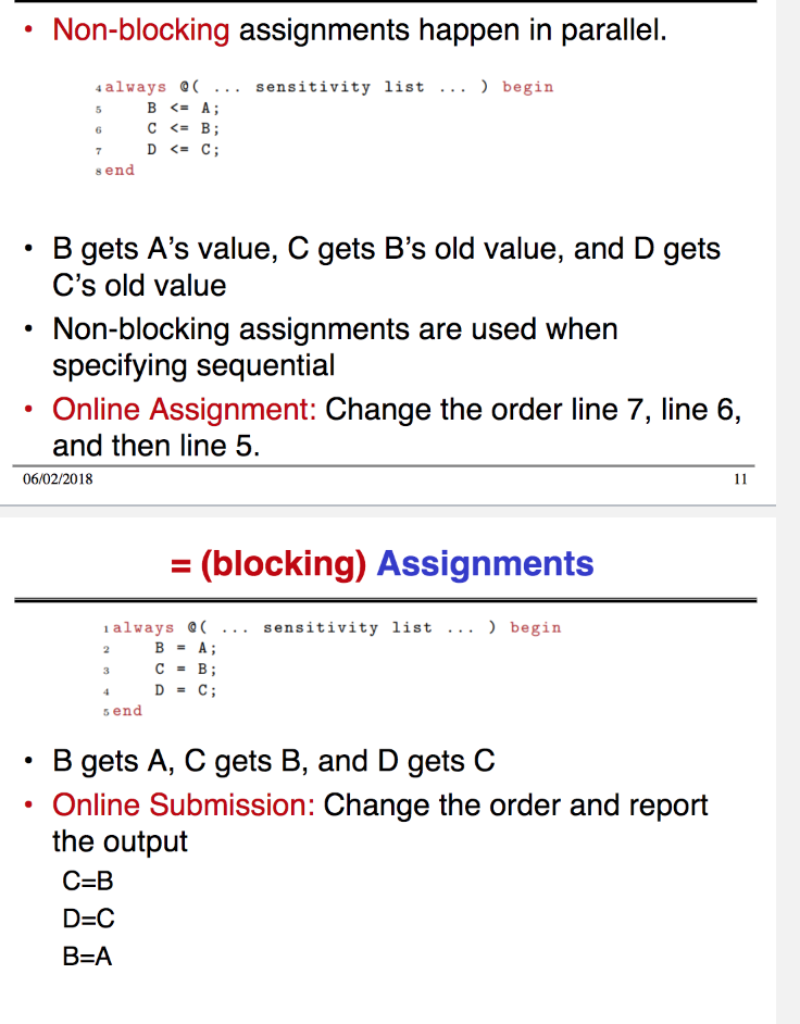 Solved Non Blocking Assignments Happen In Parallel Always