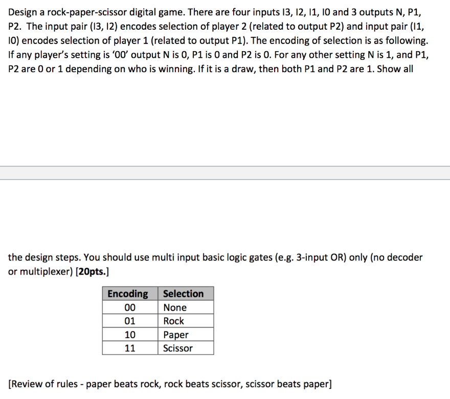 Solved Design a rock-paper-scissor digital game. There are | Chegg.com