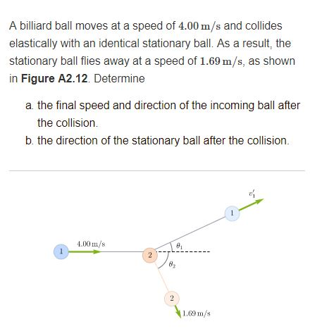 Solved A billiard ball moves at a speed of 4.00 m/s and | Chegg.com