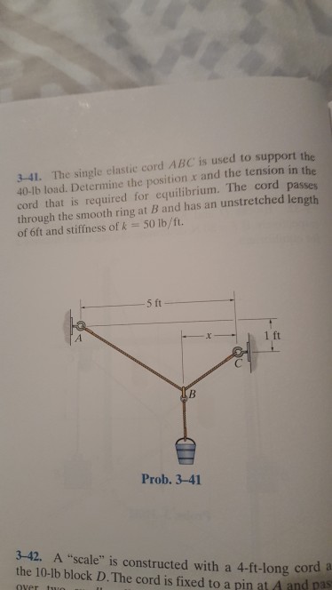 Solved The single elastic cord ABC is used to support the | Chegg.com