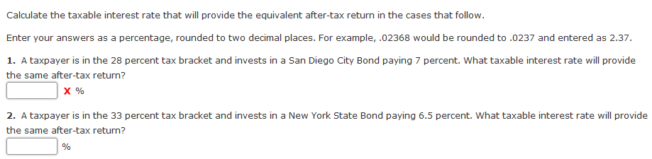 Solved Calculate the taxable interest rate that will provide | Chegg.com