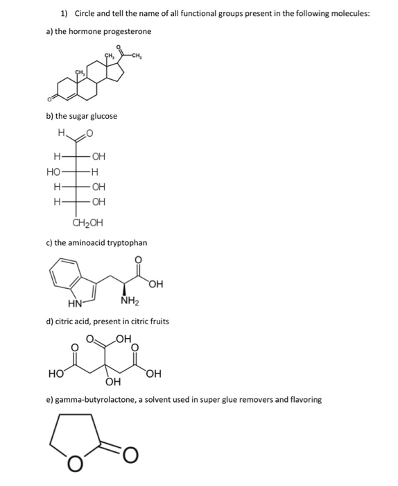 Solved Circle and tell the name of all functional groups | Chegg.com