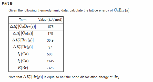 Solved Part B Given the following thermodynamic data, | Chegg.com