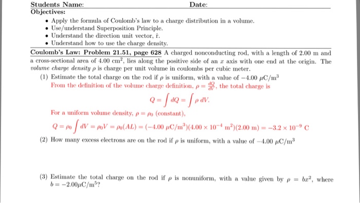 Solved Students Name: Objectives: Date Apply the formula of | Chegg.com