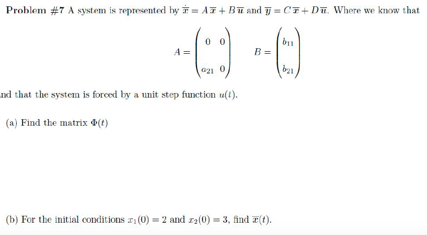 Solved A system is represented by x = Ax + Bu and y = C x, + | Chegg.com