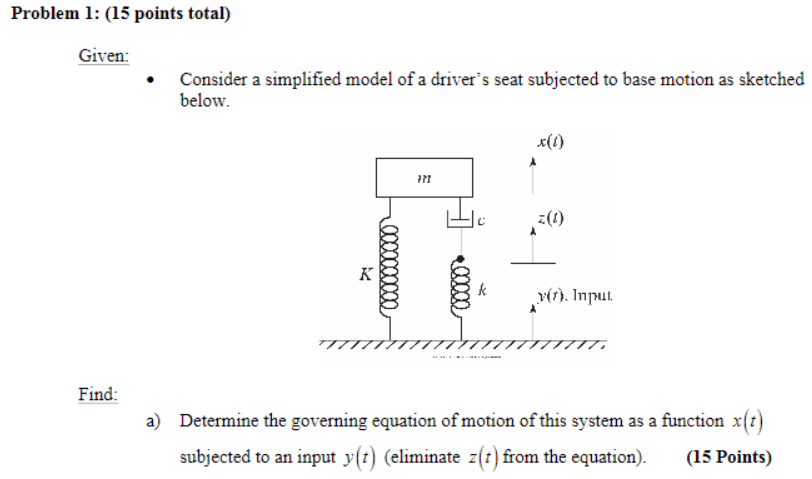 Solved Problem 1: (15 points total) Given: Consider a | Chegg.com