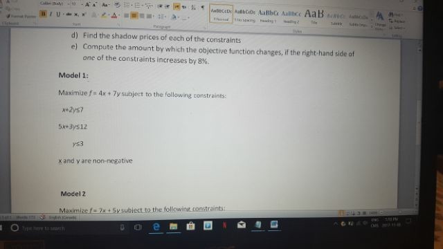 Solved Assignment To Be Graded For Session On Lp Sensitivity 