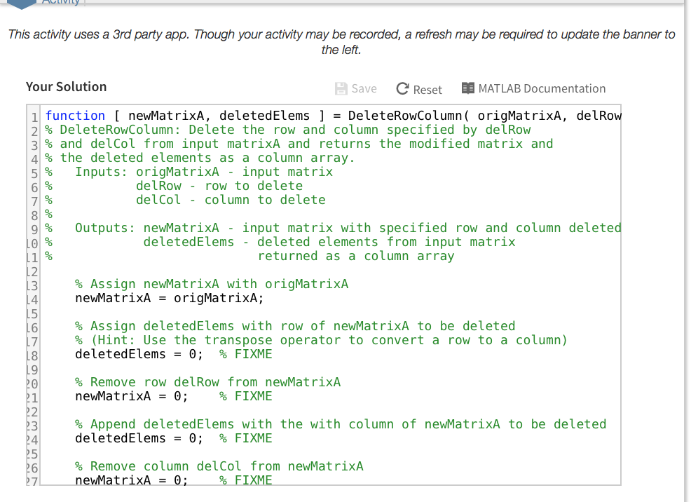 Solved Challenge 9.6.1: Deleting rows and columns using the | Chegg.com Solved Challenge 9.6.1: Deleting rows and columns using the | Chegg.com