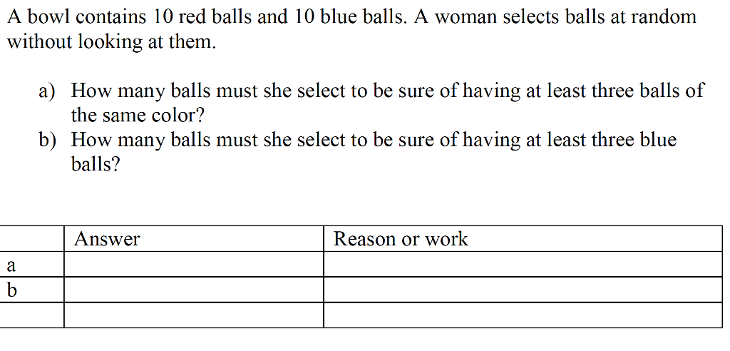 Solved A bowl contains 10 red balls and 10 blue balls. A | Chegg.com