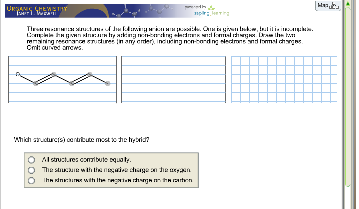Solved Three resonance structures of the following anion are | Chegg.com