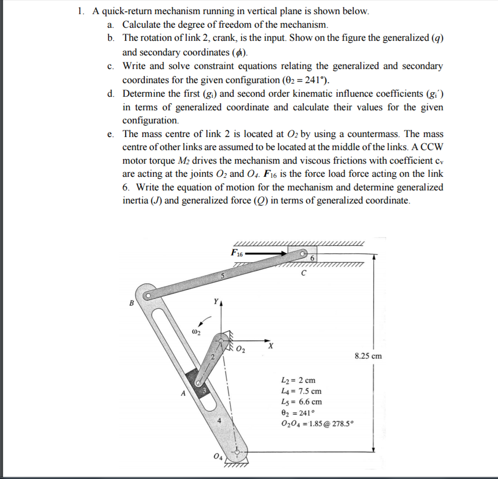 A quick-return mechanism running in vertical plane is | Chegg.com