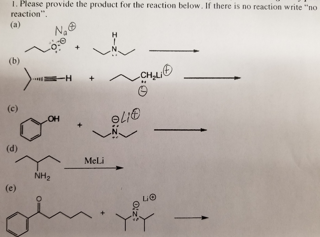Solved: Reaction Na CH2Li OH MeLi NH2 Lio | Chegg.com