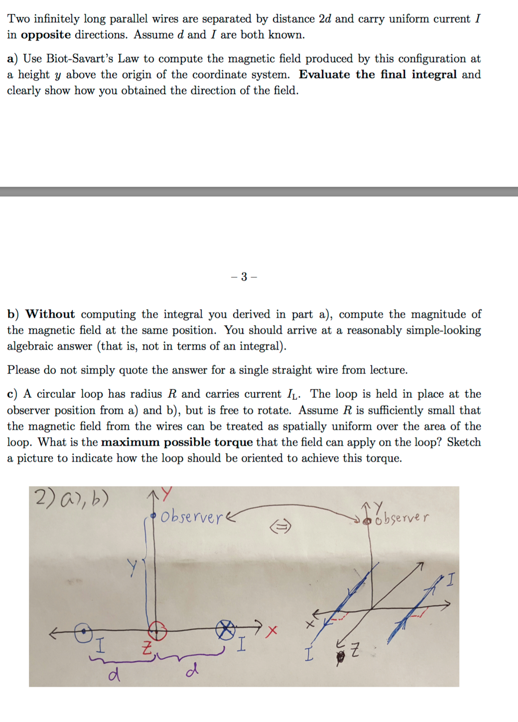Solved Two infinitely long parallel wires are separated by | Chegg.com