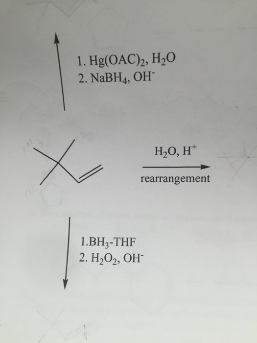 Solved 1. Hg(OAC)2, H20 2. NaBH4, OH H20, H rearrangement | Chegg.com