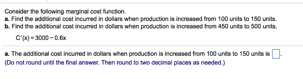 Solved Consider the following marginal cost function. a. | Chegg.com