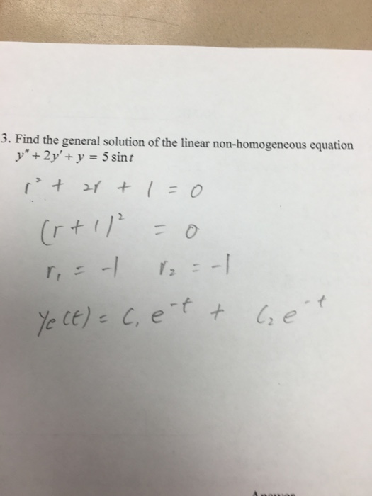 Solved Find the general solution of the linear | Chegg.com