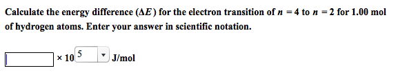 Solved Calculate the energy difference (delta E) for the | Chegg.com