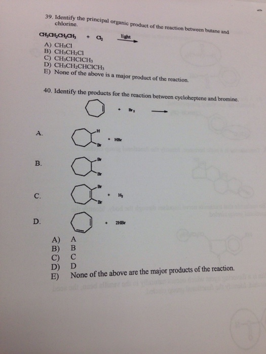 Solved Identify the principal organic product of the | Chegg.com