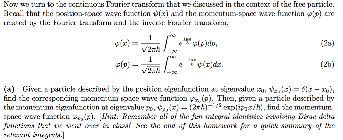 Solved Xt Of The Free Particle P Are N That We Discussed