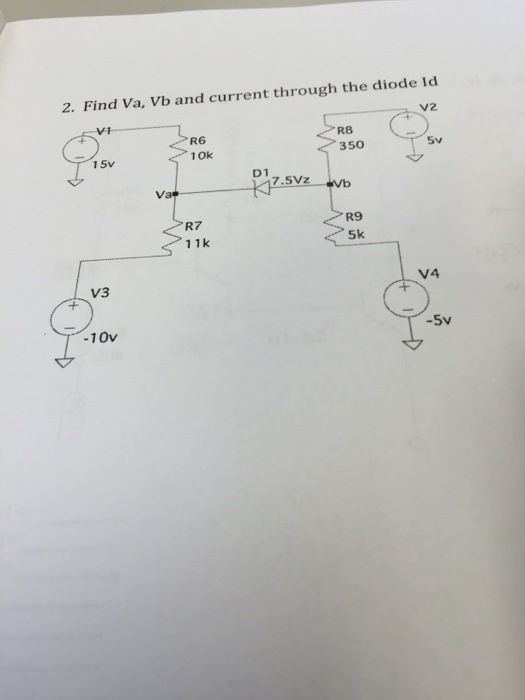 Solved Find Va, Vb and current through the diode Id | Chegg.com