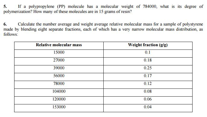 Solved If a polypropylene (PP) molecule has a molecular | Chegg.com
